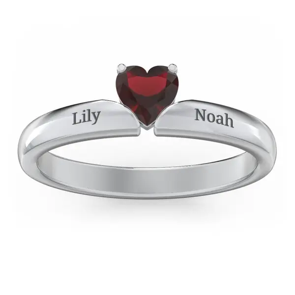 Jewlr Solitaire Heart Gemstone Ring With Engravable Band
