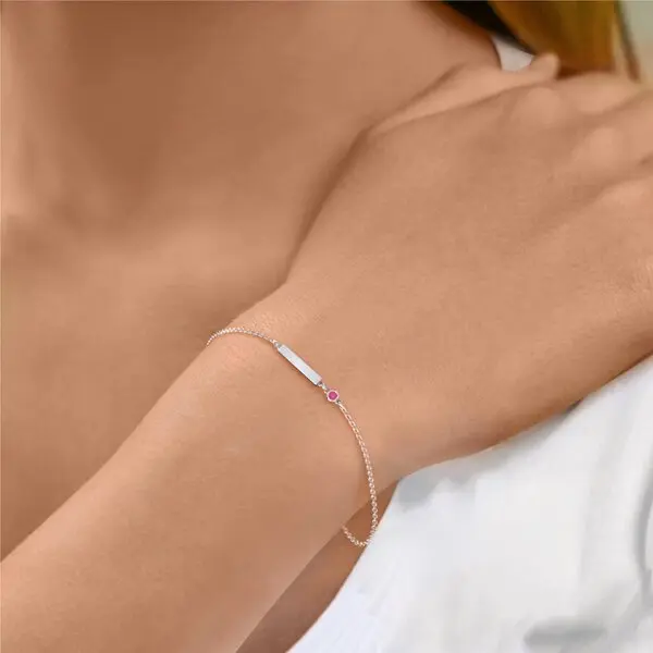 Jewlr Engravable Bar Bracelet With Bezel Set Stone