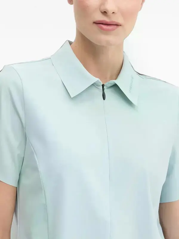 SPORTALM Zip-up Pleated-sleeve Polo Shirt