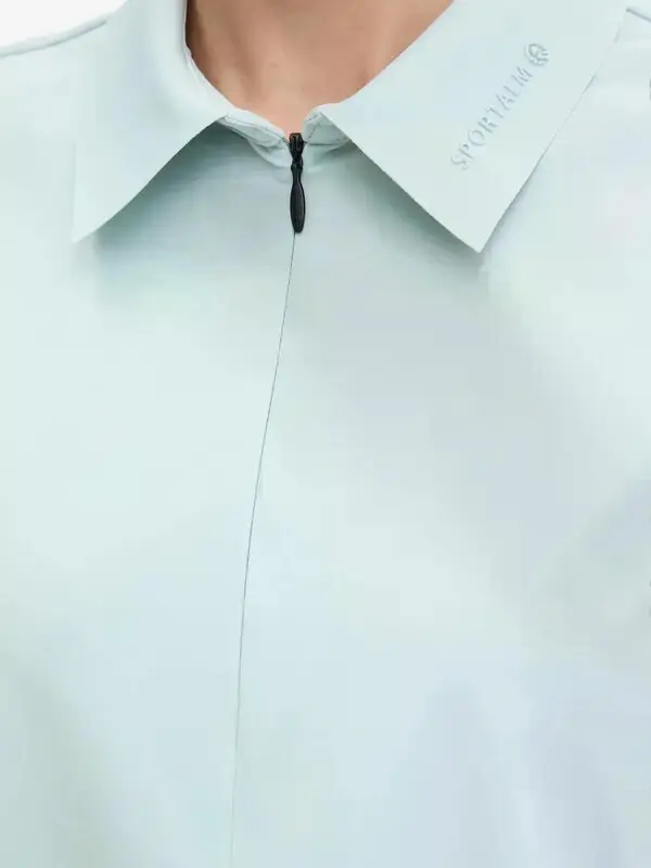 SPORTALM Zip-up Pleated-sleeve Polo Shirt