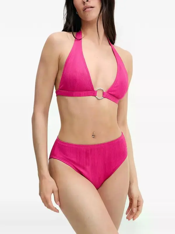 Michael Kors Ring-detail Textured Bikini Top