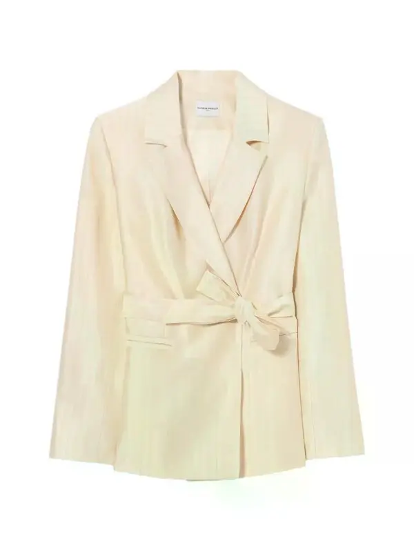 Claudie Pierlot Striped Belted Blazer - Neutrals