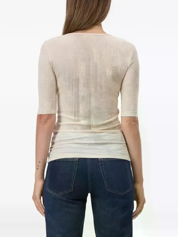 Closed Ribbed Elbow-sleeve T-shirt