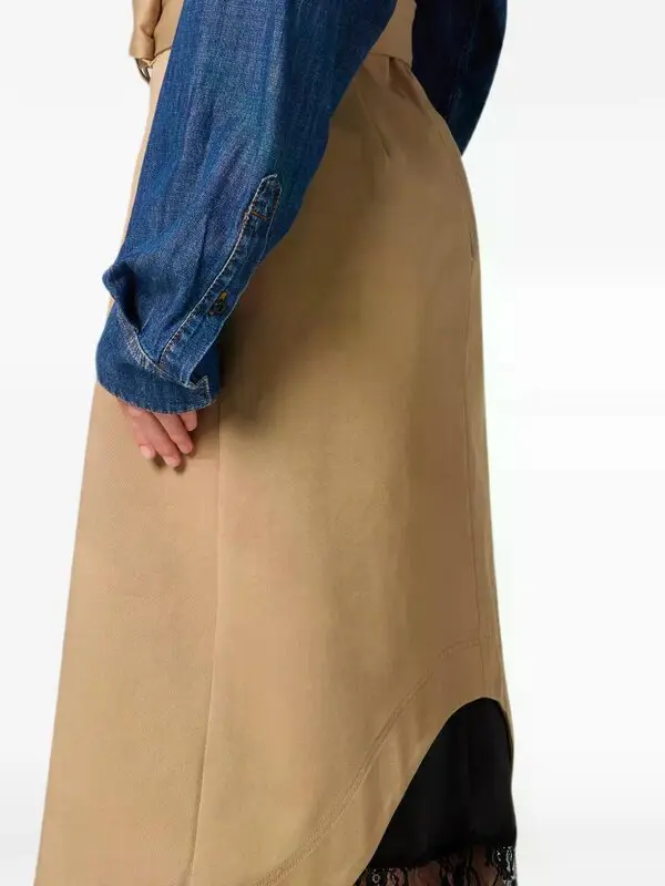 MSGM Belted Lace-trim Midi Skirt