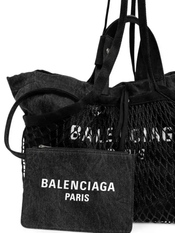 Balenciaga Net-overlay Denim Tote Bag