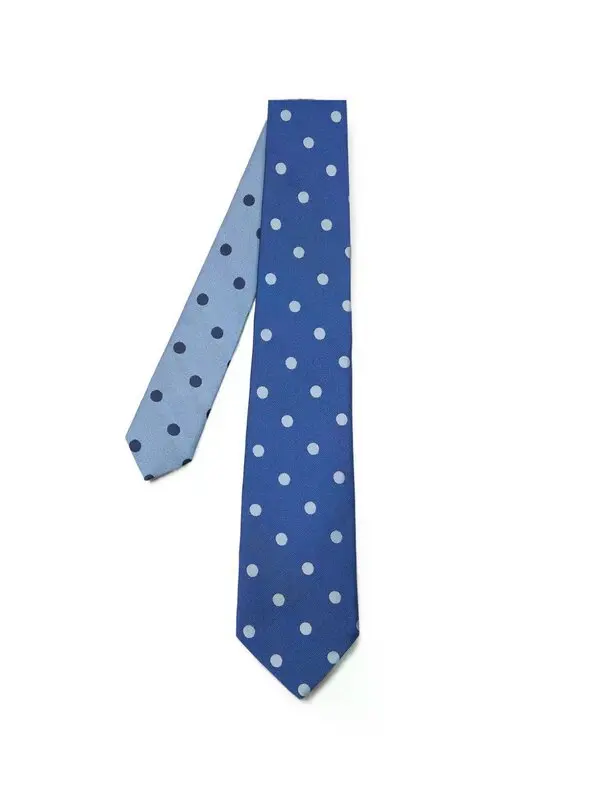Paul Smith Two-tone Polka-dot Silk Tie - Blue