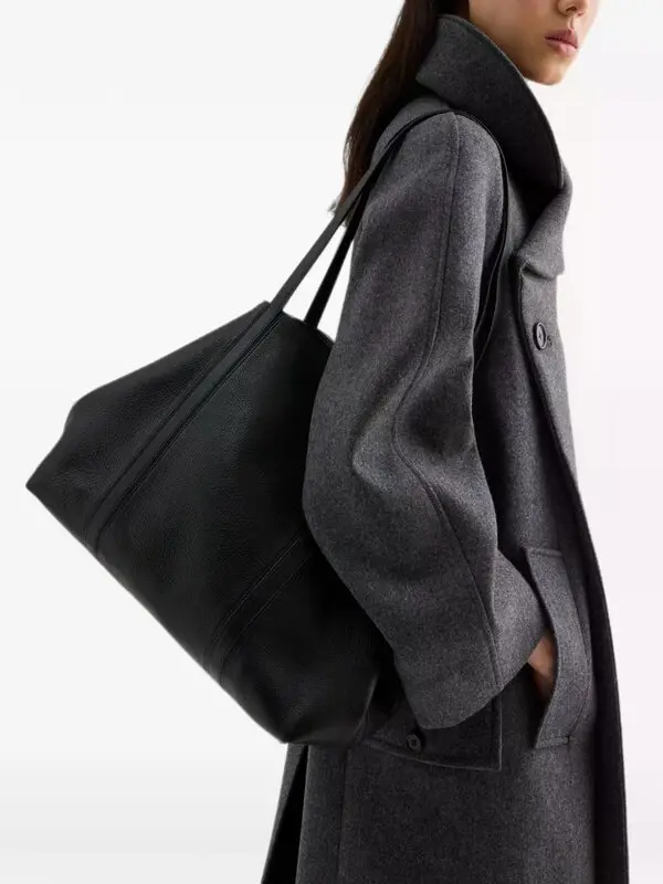 JIL SANDER Foro Grained Leather Tote Bag
