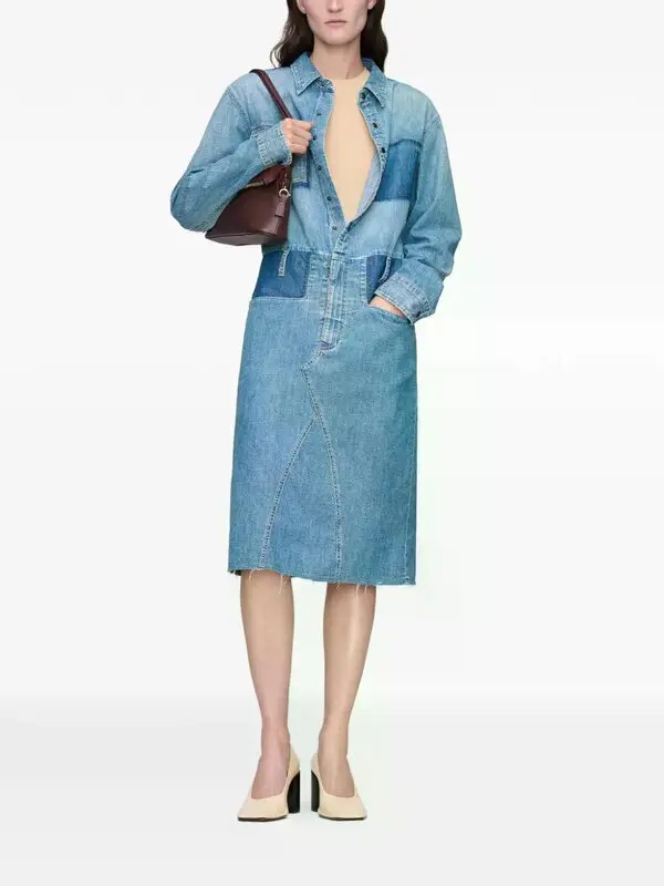 MAISON MARGIELA Minimal Denim Patchwork Midi Shirt Dress