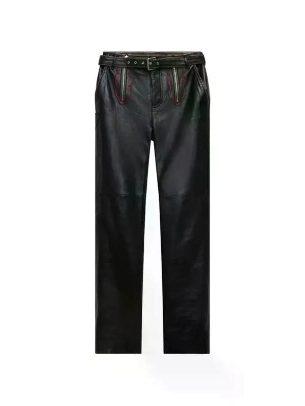 Marni Embroidered Panelled Leather Trousers