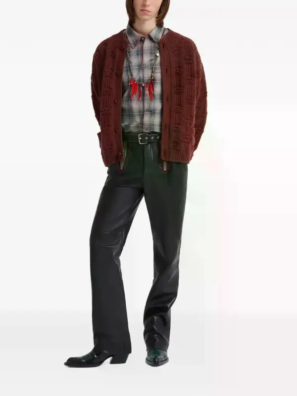 Marni Embroidered Panelled Leather Trousers