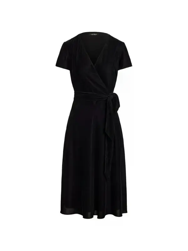 Ralph Lauren Karla Velvet Wrap Midi Dress - Black