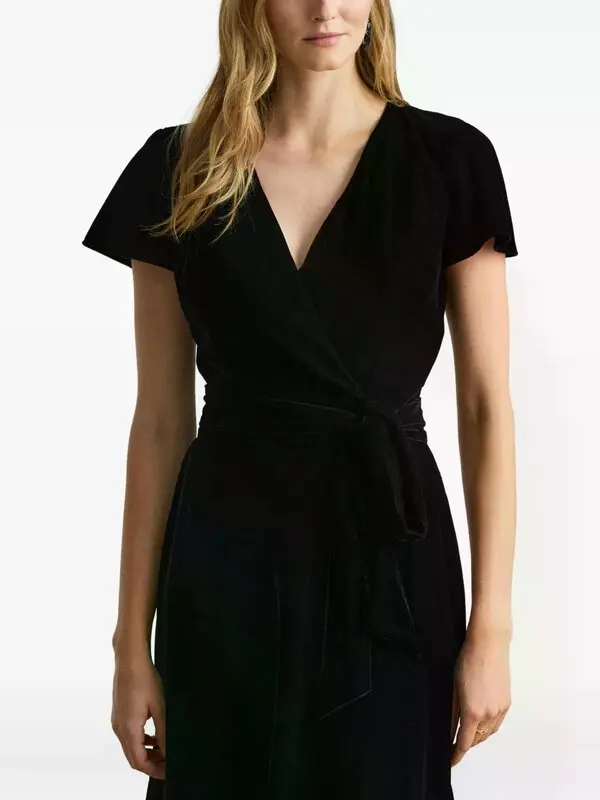 Ralph Lauren Karla Velvet Wrap Midi Dress