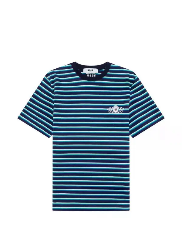 MSGM Striped Crest-patch T-shirt