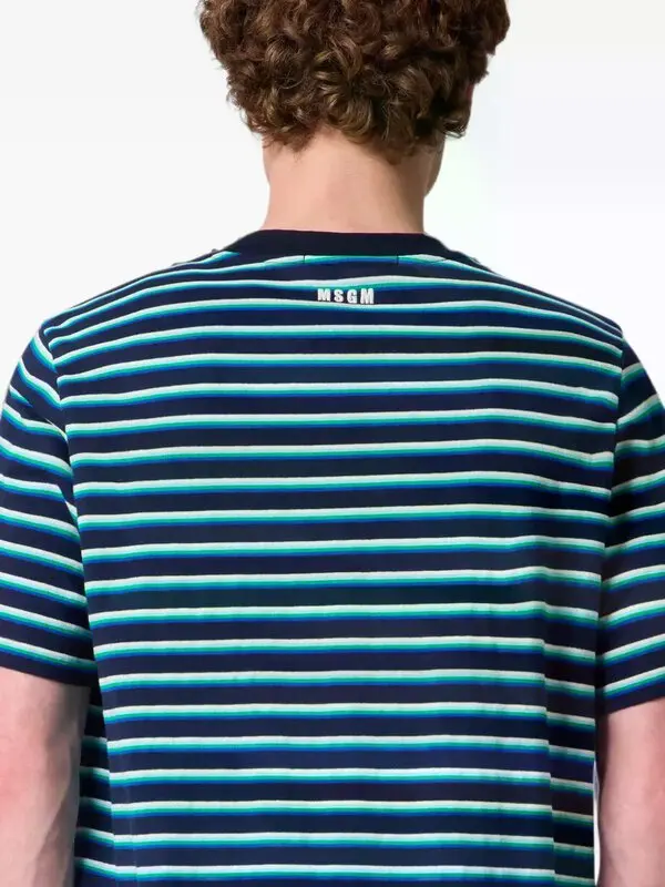 MSGM Striped Crest-patch T-shirt