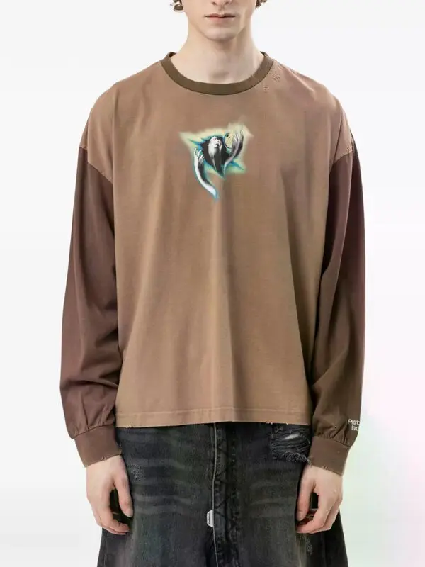 PROTOCOL INDEX Panelled Distressed T-shirt
