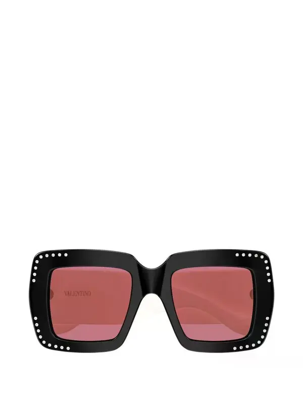 Valentino Garavani Vlogo Crystal-embellished Square-frame Sunglasses - Black