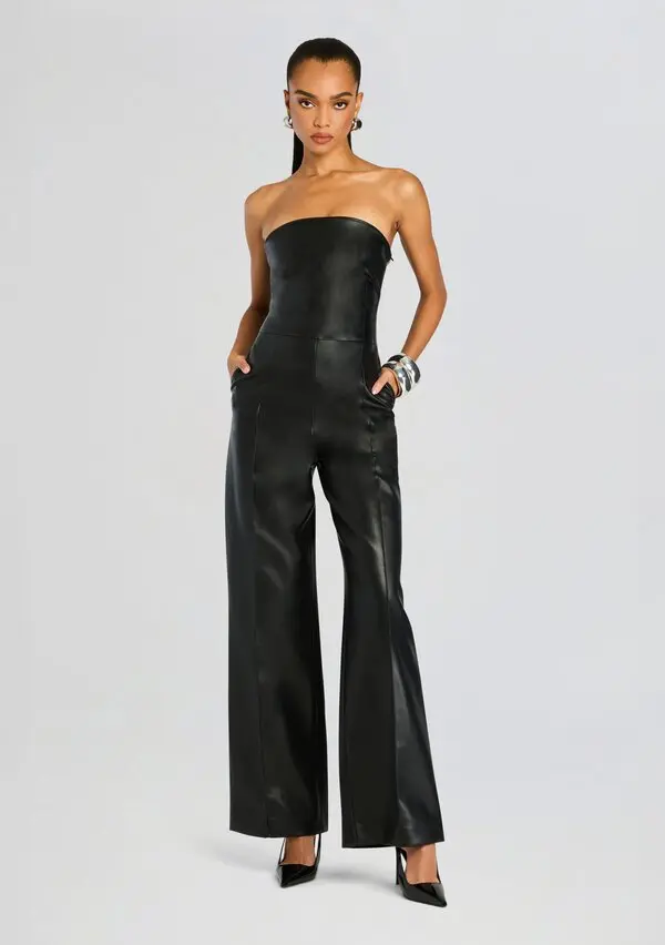 SEROYA Zoe Vegan Leather Jumpsuit