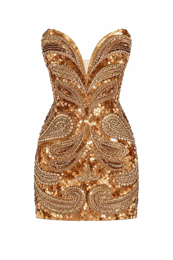 Retrofete Circe Embroidered Dress - Hazelnut