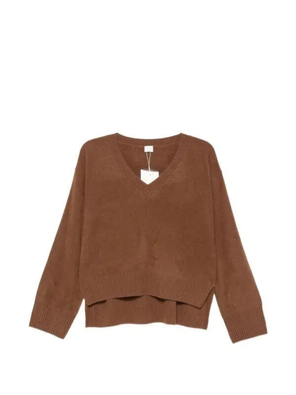 CT PLAGE Wool V-necked Jumper - Brown