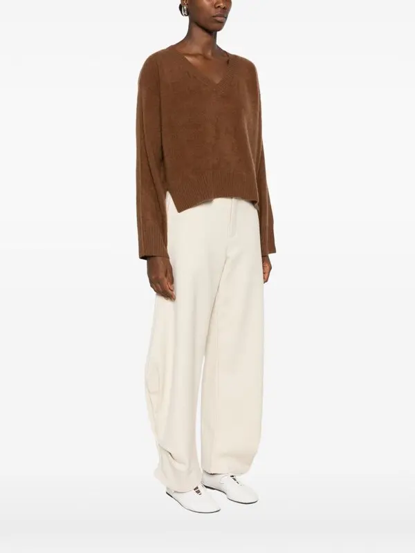 CT PLAGE Wool V-necked Jumper - Brown