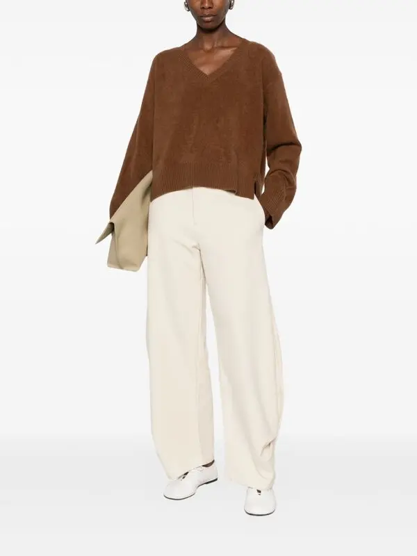 CT PLAGE Wool V-necked Jumper - Brown
