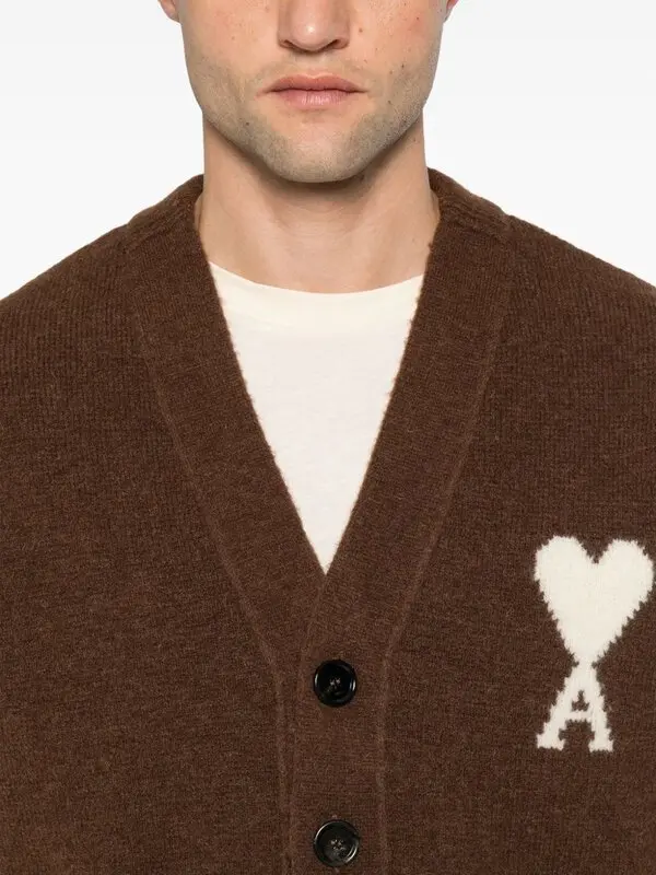 AMI Paris De Coeur Wool Cardigan