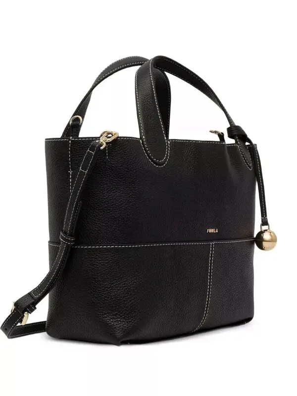 Furla Contrast-stitch Leather Tote Bag - Black