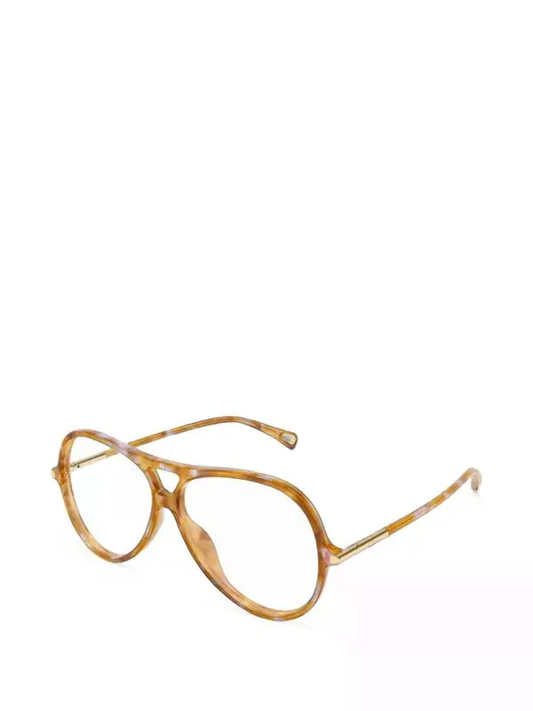 Chloé Tortoiseshell-effect Pilot-frame Glasses - Neutrals