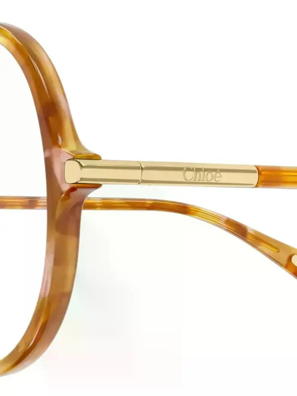 Chloé Tortoiseshell-effect Pilot-frame Glasses - Neutrals