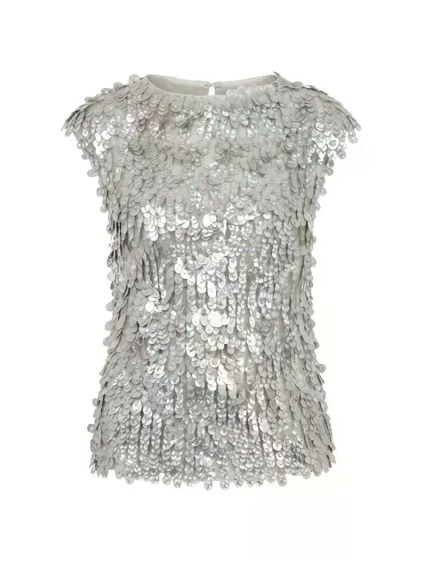 GEMY MAALOUF Sequin-embellished Sleeveless Top - Silver