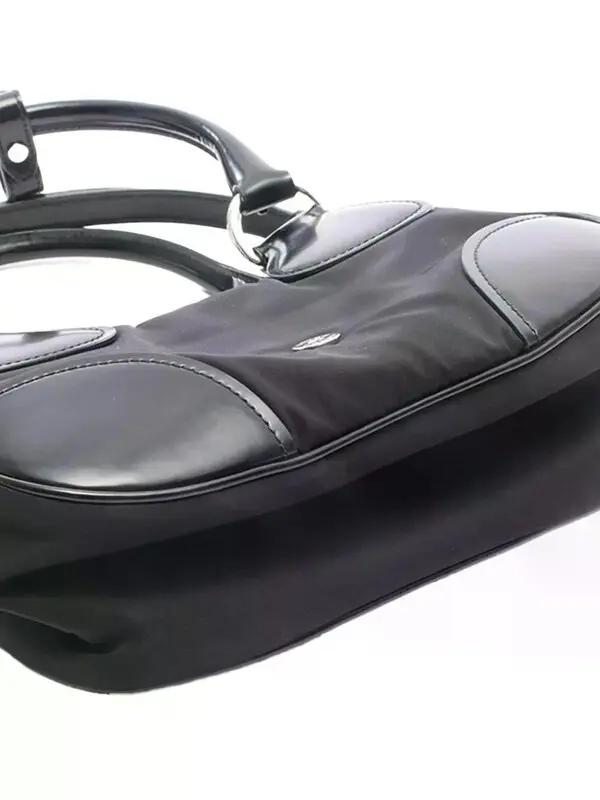 Prada 2013-2026 Re Nylon And Shiny Calfskin Re Edition 2002 Moon Satchel - Black