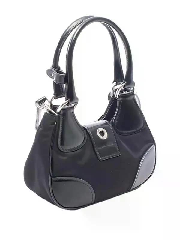 Prada 2013-2026 Re Nylon And Shiny Calfskin Re Edition 2002 Moon Satchel - Black