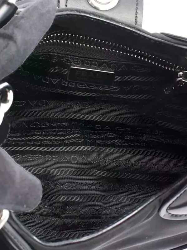 Prada 2013-2026 Re Nylon And Shiny Calfskin Re Edition 2002 Moon Satchel - Black