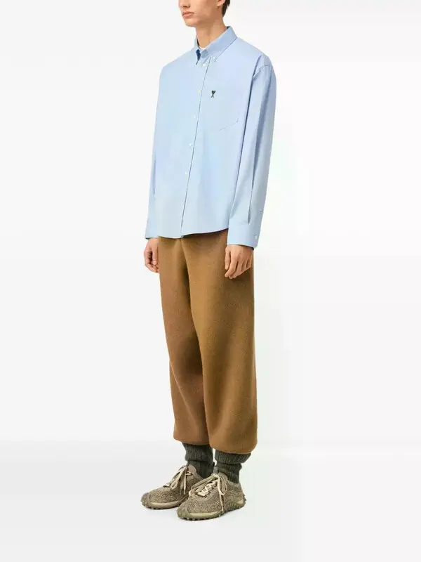 AMI Paris Boxy Cotton Shirt With De Coeur