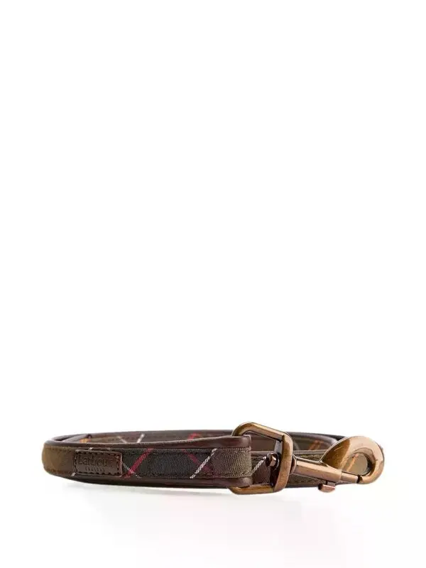Barbour Tartan-print Leather-trim Dog Lead - Brown