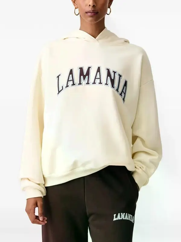 LA MANIA Los Logo-embroidered Oversized Hoodie - Neutrals