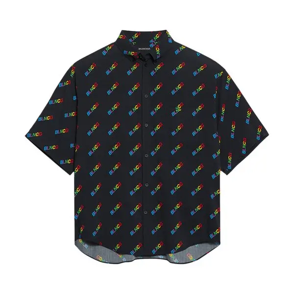 Balenciaga All Over Logo Short-sleeve Shirt