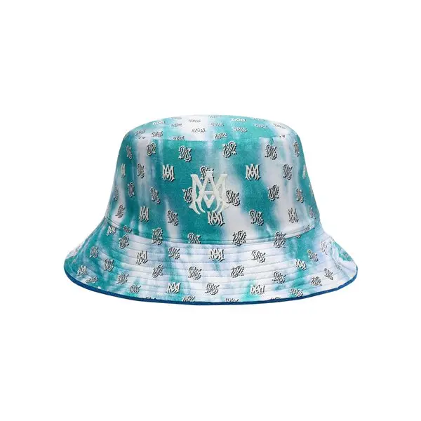 Amiri Micro Paisley Tie Dye Silk Reversible Bucket Hat 'aqua