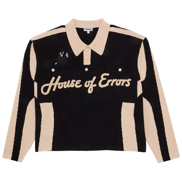 HOUSE OF ERRORS Knitted Cat Burglar Rugby /beige - Black