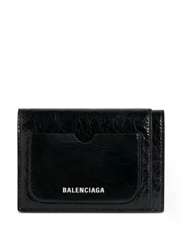 Balenciaga Crinkled-leather Wallet - Black