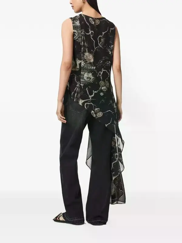 ALLSAINTS Enola Graphic-print Asymmetric Blouse