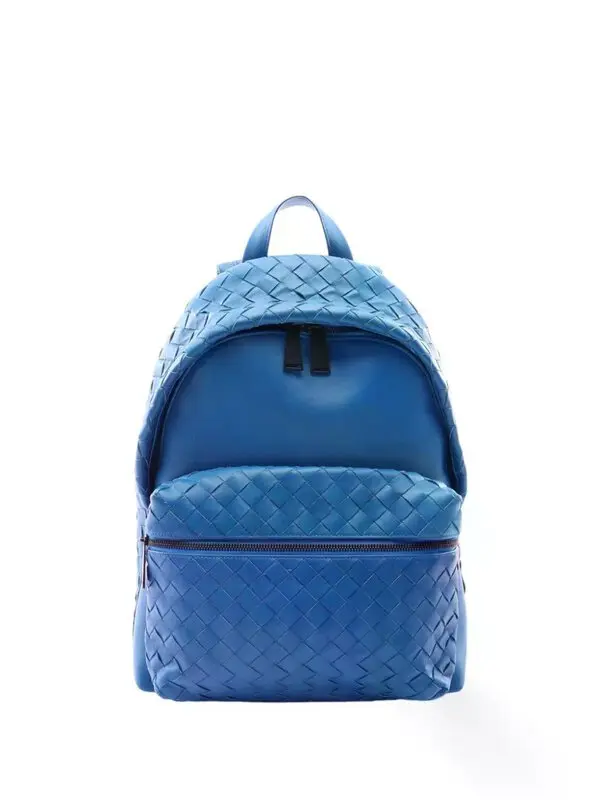 Bottega Veneta 2012-2026 Leather Intrecciato Backpack - Blue