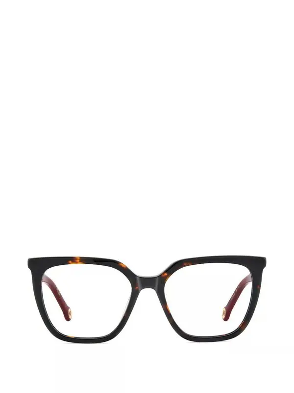 Carolina Herrera Tortoiseshell-effect Squared-frame Glasses