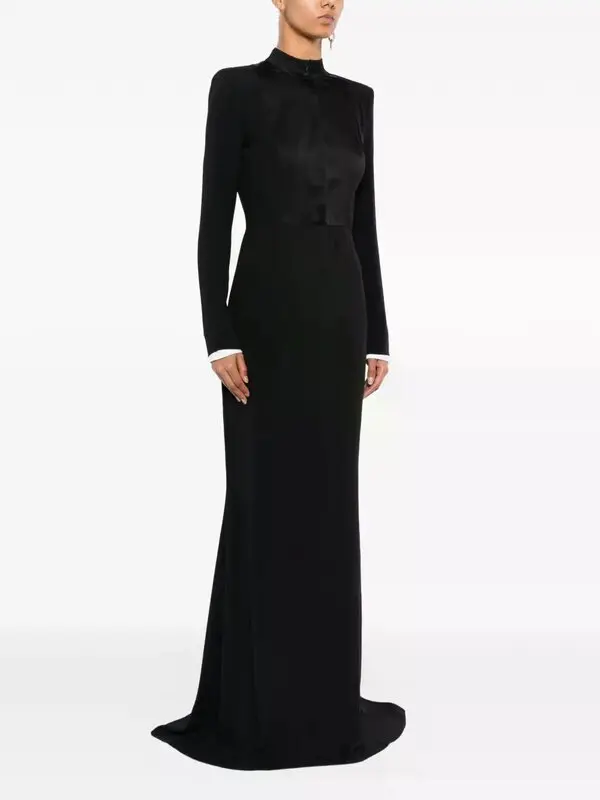 TOM FORD Satin-panelled High-neck Dress