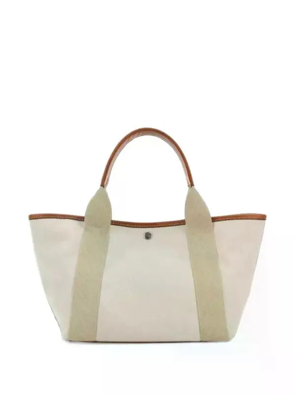 Balenciaga S Biarritz Leather-trim Canvas Tote Bag - Neutrals