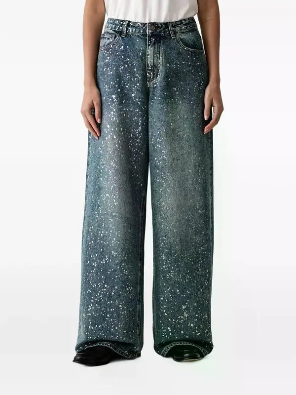 ELEH Splatter-print Wide-leg Jeans