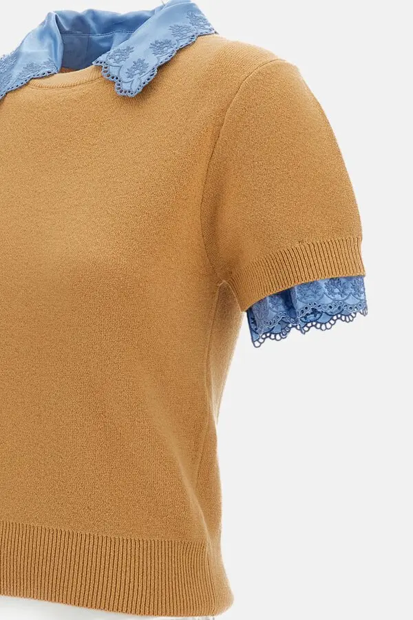 Rabanne Maglia A Maniche Corte Con Colletto In Satin