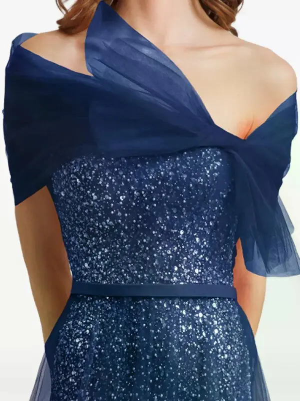 GEMY MAALOUF Bow-detail Sequin-embellished Maxi Dress