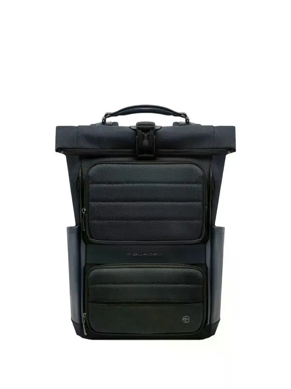 PIQUADRO Quilted-panel Roll-top Backpack - Blue