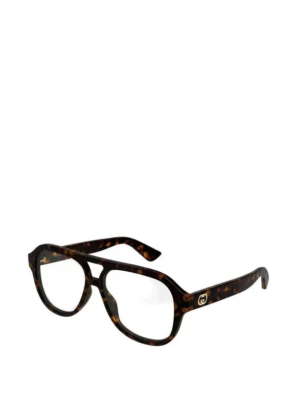 Gucci Tortoiseshell-effect Pilot-frame Glasses